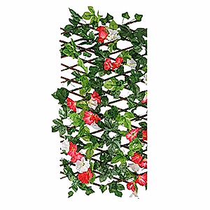 Retractable Artificial Wooden Fence, Retractable Artificial Wooden Fence with Flowers Privacy Fence, Retractable Artificial Wooden Fence