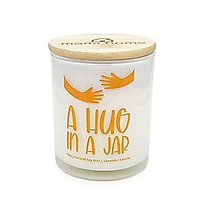 A Hug in a Jar Candle -I Miss You Scented Candle for The One You Love. Ideal Thoughtful Uplifting Healing Gift for Lover, Best Friends. Father's Day, Valentine's Day Gift (Lavender Vanilla, 10oz)