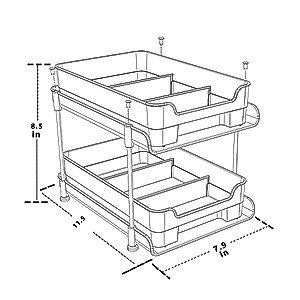 Lovelyduo 2 Tier Clear Dividers Organizer, MultiUse Slide-Out Storage Container, Kitchen, Pantry, Medicine Cabinet Storage Bins, Bathroom, Vanity Makeup, Under Sink Organizing