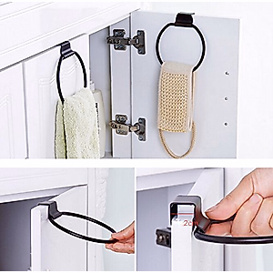 Fashionclubs Iron Towel Ring Over-The-Cabinet Door for Kitchen and Bathroom,Bronze (2)