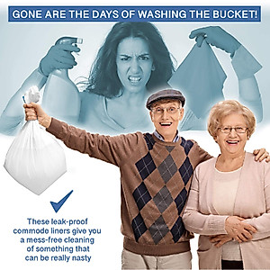 Commode Liners - 100 Strong Portable Toilet Bags - Easy To Use Bedside Commode Liners Disposable - Toilet Liners That Support Dignity of Seniors & Disabled - No More Buckets to Wash - NO Absorbent Pad
