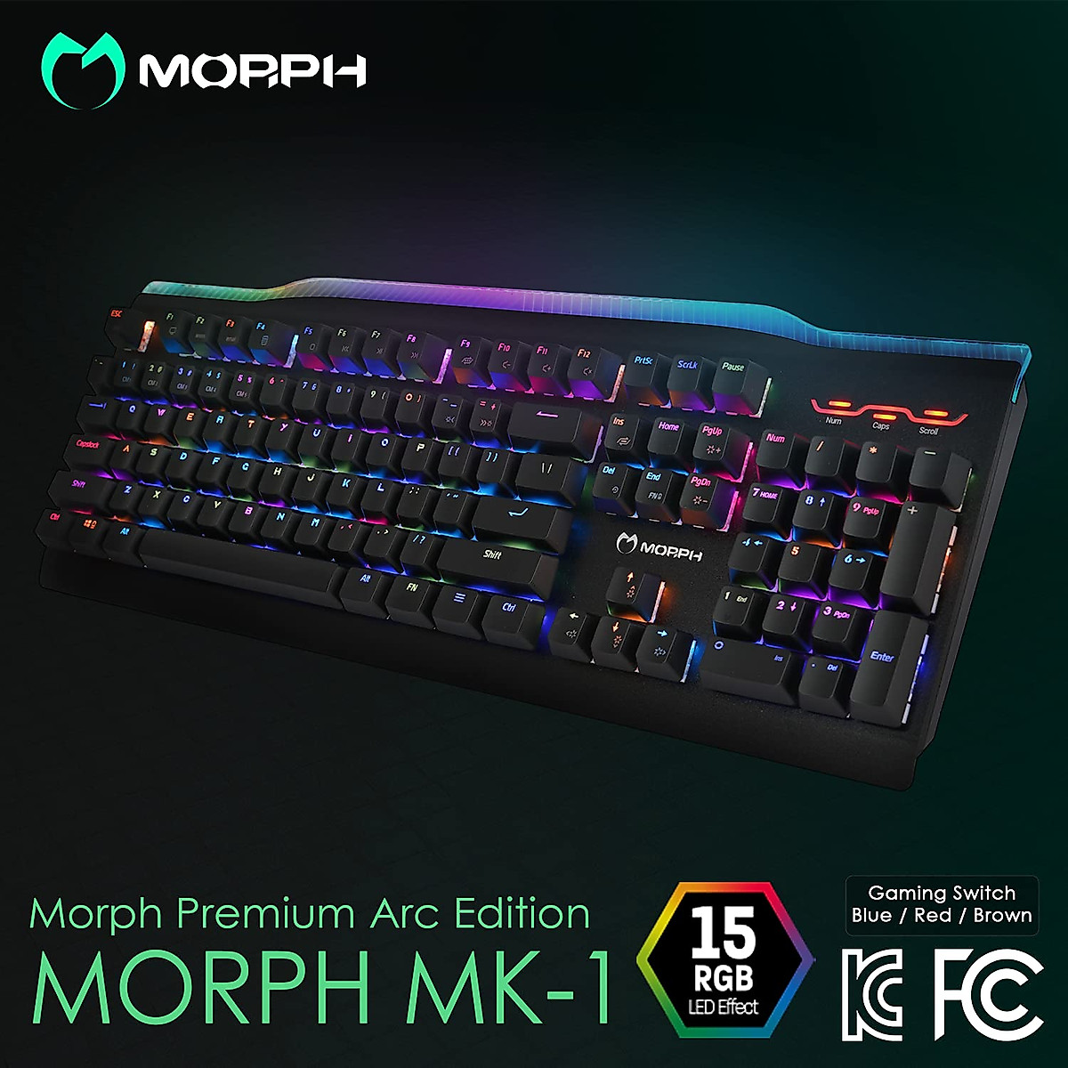 WIZMAX, MK1 PC Gaming Keyboard, USB Wired RGB Mechanical Gaming Keyboard, High-End Aluminum Backplate, Multimedia Function Keys, Red Linear 2nd Gen Manic Switch for Windows PC Gamers [Black]