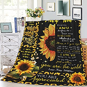 to My Mom Gifts Blanket Mother's Day Blanket Gifts for Mom from Daughter Sunflower Throw Blanket Lightweight Fuzzy Cozy Soft Flannel Blanket for Living Room Bedroom Couch Bed Sofa 40x50 Inch