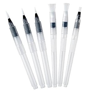 TEHAUX 6pcs Paint Brushes Suit Case Watercolor Brush Set Water Paint Pen Watercolor Brush Pens Water Coloring Pens Writing Brush Watercolor Pen Fountain Pen Portable Plastic