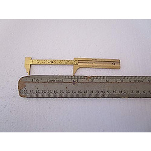 Mini Brass Pocket Ruler Handy Sliding Gauge Brass Vernier Caliper Ruler Measuring Tool Double Scales mm/inch : (80mm)