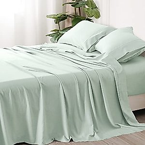 PHF Cooling Bamboo_ Sheets Set Twin Size, 3 Piece Silky Soft Viscose from Bamboo_ Bed Sheets Set, 1800 Thread Count 16 Inch Deep Pockets, Ultra Soft Smooth Breathable Bedding Sheets, Sage Green