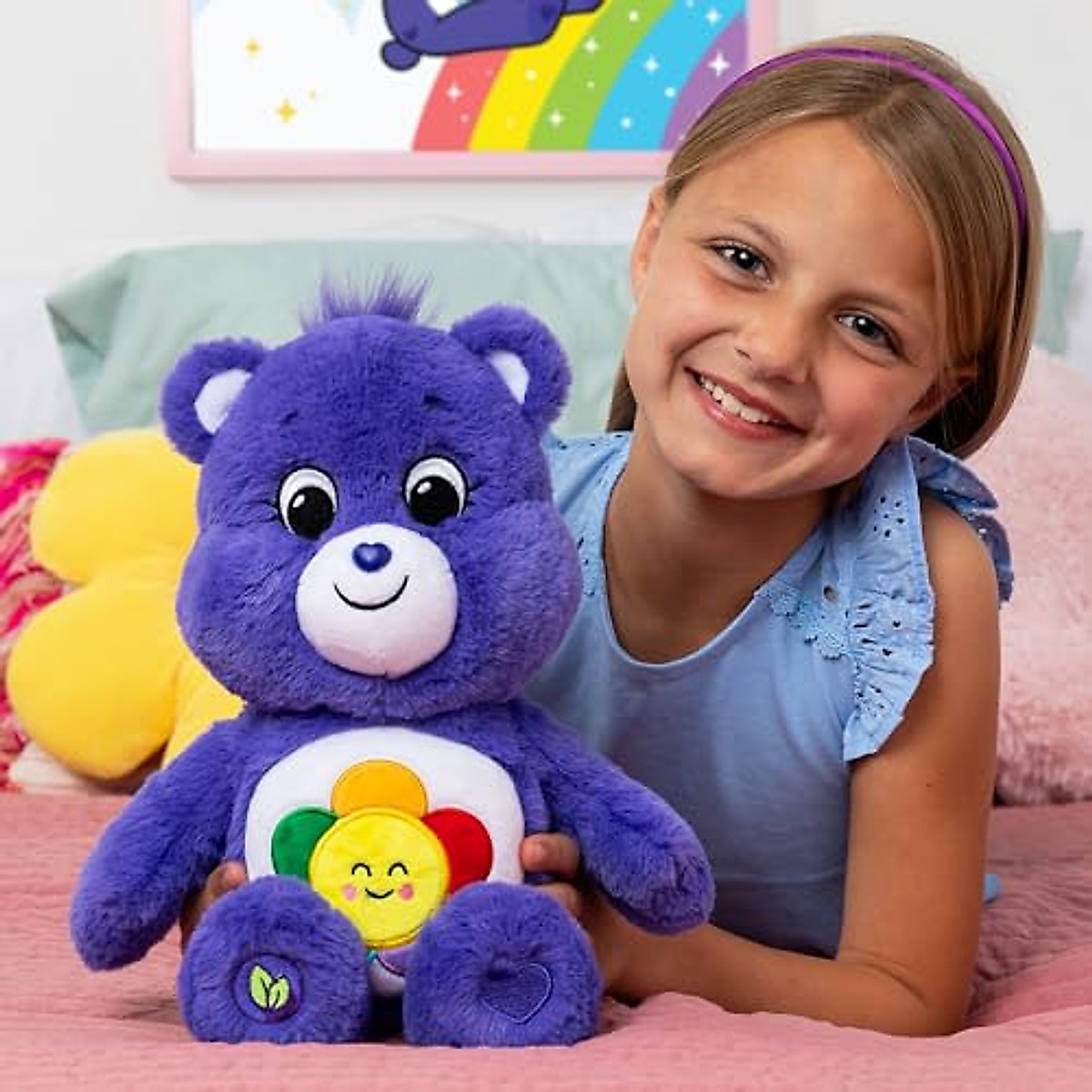 Care Bears 14" Harmony Bear Plushie - Medium Size - Purple Plush for Ages 4+ – Perfect Stuffed Animal Holiday, Birthday Gift, Super Soft and Cuddly – Gift for Girls and Boys, Collectors
