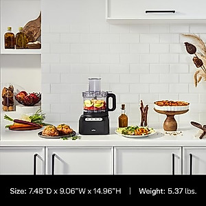 Braun EasyPrep 8-Cup Food Processor, Black - Two Speeds + Pulse Mode - Precision Knife Blade & 2-in-1 Slicing Disc - Secure Design - Easy Cleanup - Dishwasher Safe