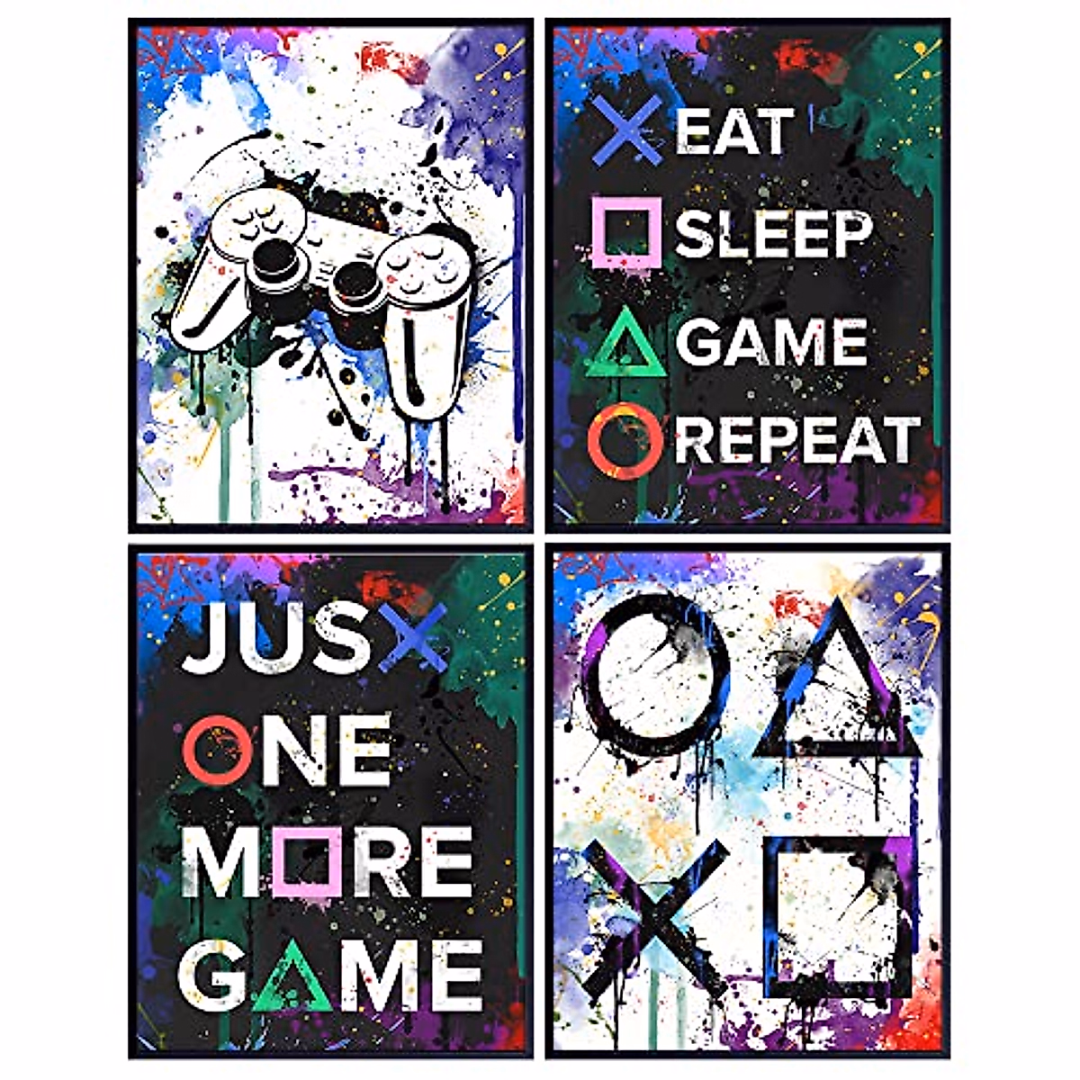 Game Room Decor - Video Arcade Remote Control Wall Decor Poster - Gift for Gamers, Men, Teens - Xbox, PS4, PlayStation, Video Game, Arcade - Gaming Controller Art - Dorm, Bar, Boys Room, Kids Bedroom