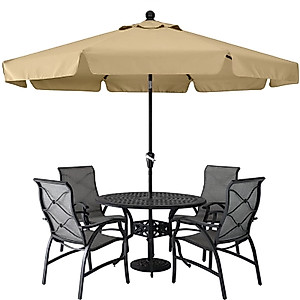ABCCANOPY Patio Umbrella 9ft - Outdoor Table Umbrella with Push Button Tilt and Crank, 8 Ribs Umbrella for Patio Pool Garden Deck (Khaki)