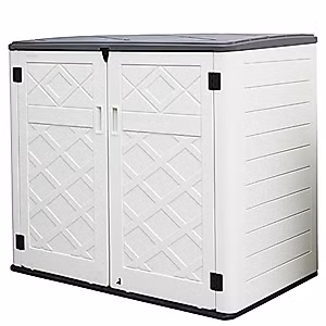 Mrosaa Large Horizontal Storage Sheds,38 cu.ft. Outdoor Storage Box for Garden,Patio and Backyard,Customized Shelves &Lockable(Off White)