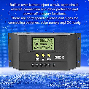 CM3024Z PWM Solar Controller LCD Display Solar Panel Intelligent Regulator 12V 24V(20A)