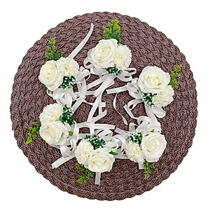 Zalaxt 6 pcs Artificial Flowers Bridesmaid Wrist Corsage Bracelet Set, Corsage Wristlet for Wedding Party Prom Decoration