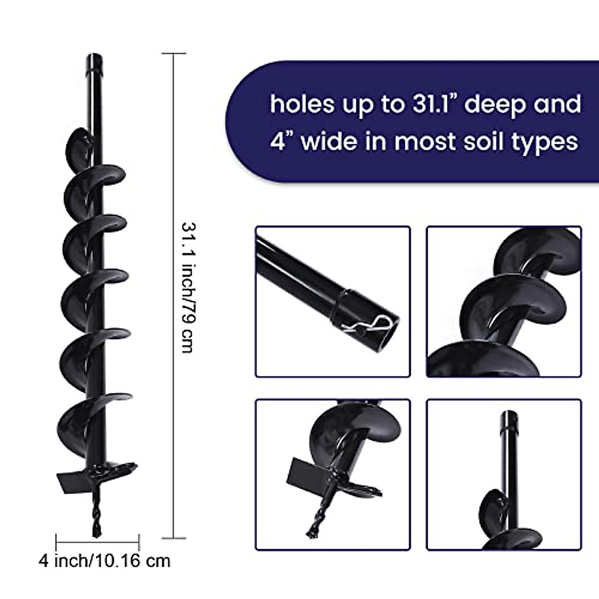 DYRABREST Auger Drill Bit 4 inch Garden Plant Flower Bulb Auger Spiral Hole Drill for Post Holes Replacement Earth Digger Planting Drill