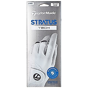 TaylorMade Stratus Tech Glove 2-Pack (White, Left Hand, Large), White(Large, Worn on Left Hand)