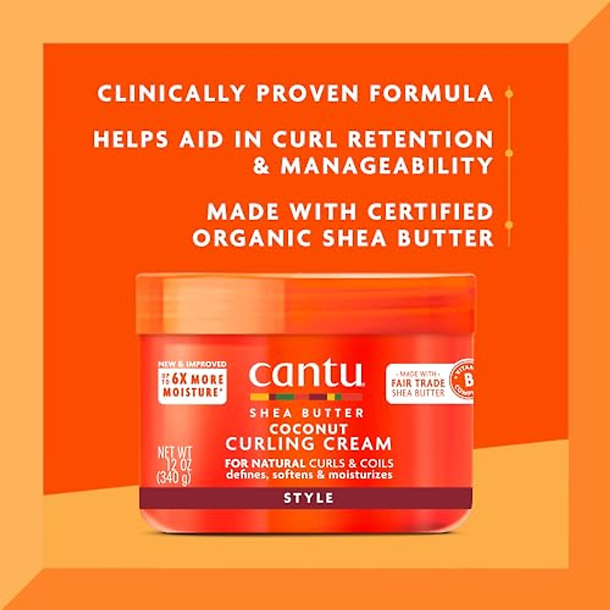 Cantu Coconut Curling Cream with Shea Butter for Natural Hair, 12 oz, Packaging may vary