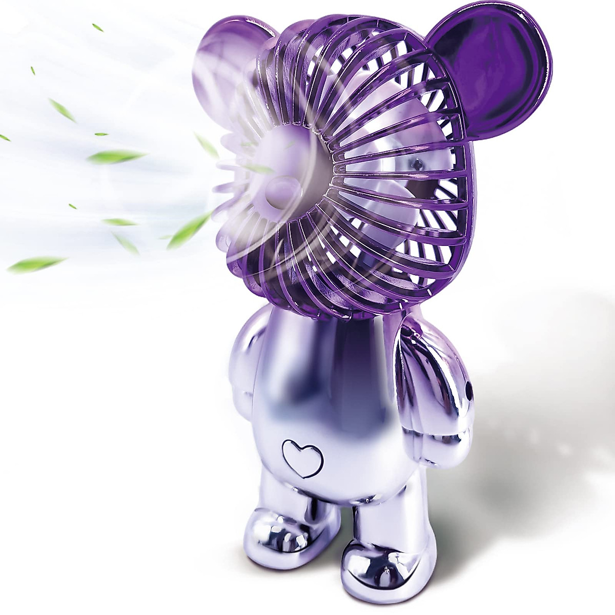 TUNISE USB Desk Fan, Colorful Bear Design Fan, Portable Desktop Fan, Rechargeable Battery Powered Fan, Three Adjustable Air Speeds, USB Connection Charging, Perfect for Office Home Outdoor Travel