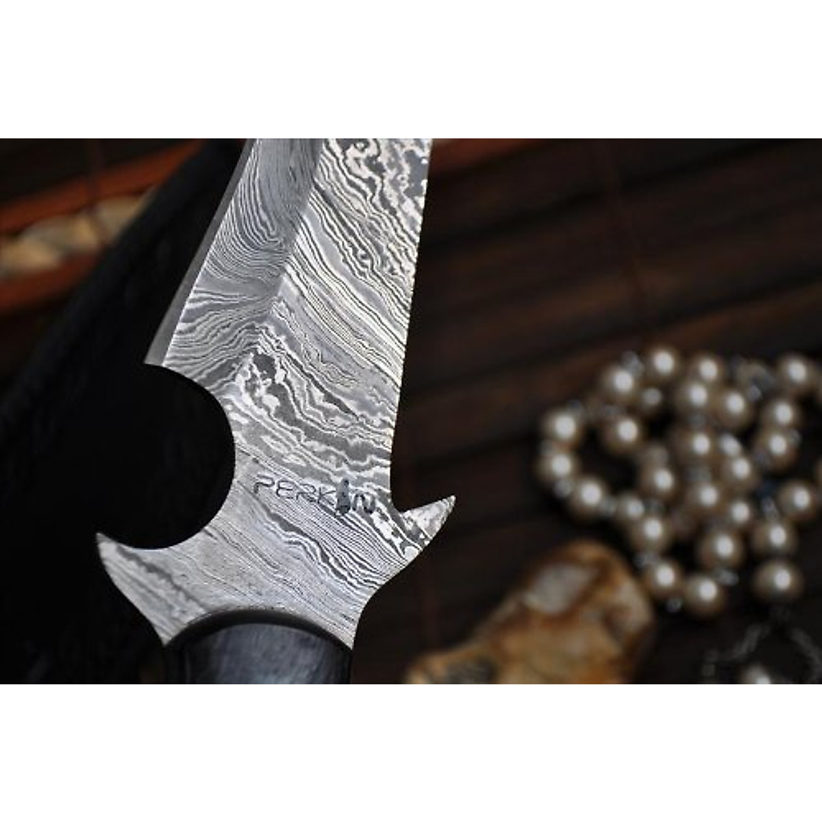 Perkin Knives - Handmade Damascus Steel Hunting Knife Full Tang - Work of Art