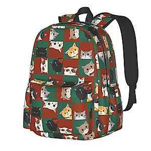 Shoggoth Cat Backpack 17 Inch Cute Cats Print Casual Daypack Lightweight Women's Laptop Backpack Campus Travel Bag for Women Man Hiking