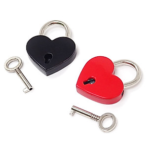 Honbay 2PCS Mini Love Heart Shaped Lock Padlock with Key for Jewelry Box, Purse, Handbag, Backpacks, Cabinet, Treasure Chest, Suitcases, Lockers, Letter Box, Diary, etc