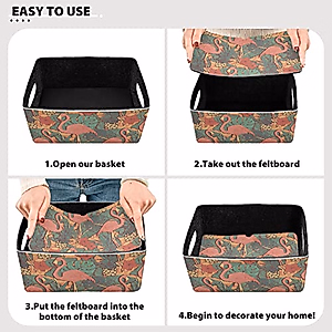 Flamingo Pineapples Storage Basket Felt Storage Bin Collapsible Toy Bins Toy Storage Box Organizer for Kids Bedroom Magazine