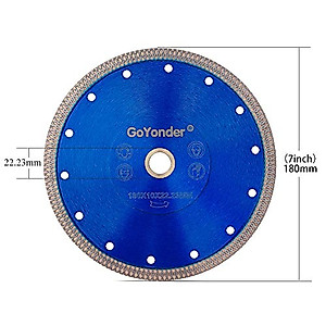 GoYonder Diamond Blade 7 inch Super Thin Diamond Saw Blade, Tile Blades 7" for Cutting Porcelain Tiles, Granite Marble Ceramics (7"-Blue)