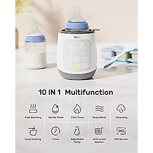 Bottle Warmer, Baby Bottle Warmer 10-in-1 Fast Baby Food Heater&Thaw BPA-Free Milk Warmer with IMD LED Display Accurate Temperature Control for Breastmilk or Formula for Bottles