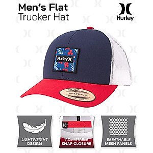 Hurley Men's Caps - Fairway Trucker Mesh Panel Baseball Cap Trucker Hat - Snap Back Hats for Men, Size One Size, Team Red