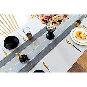 qiden Farmhouse Tablecloth Waterproof Rectangle Burlap Table Cloth, Cotton Linen Rustic Embroidery Fabric Table Cover for Indoor Outdoor Dinning Tabletop Decoration -d- 54" x 70", 4-6 Seats