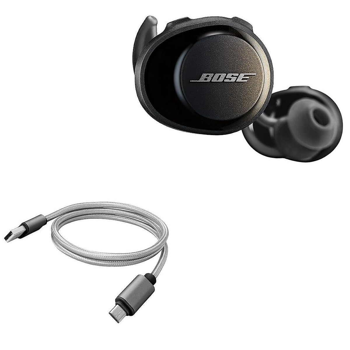 BoxWave Cable Compatible with Bose SoundSport Free - Micro USB DuraCable, Braided Micro USB Charging Cable - Space Grey