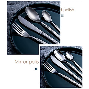 IKXO 35 Piece Silverware Set,Stainless Steel Silverware Set, Modern Sleek Flatware Set, Include Knife/Fork/Spoon & Long Teaspoon/Salad Fork Mirror-Polished & Dishwasher Safe Cutlery