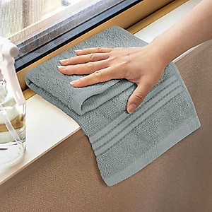 Utopia Towels 12 Pack Premium Wash Cloths Set (12 x 12 Inches) 100% Cotton Ring Spun, Highly Absorbent and Soft Feel Washcloths for Bathroom, Spa, Gym, and Face Towel (Cool Grey)