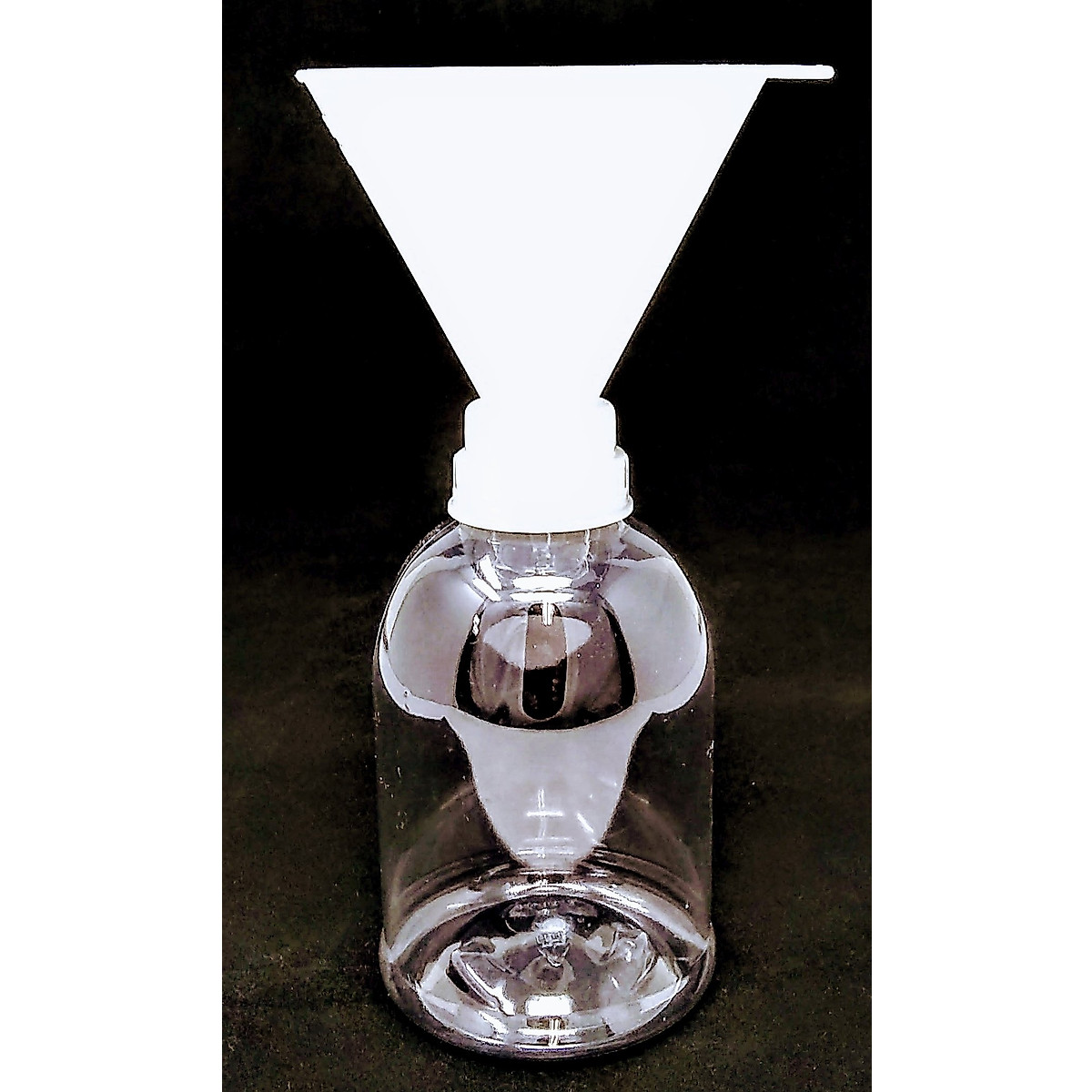 (4 Pack with Patented Screw-On Funnel) Earth's Essentials Versatile 16 Ounce PET Plastic Refillable Designer Pump Bottles. Excellent Liquid Hand Soap, Lotion, Shampoo and Massage Oil Dispensers