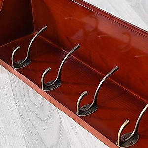 KXDFDC Rustic Coat Rack Wall Mounted Farmhouse Coat Hooks Wall Mounted Entryway Wooden Wall Coat Rack Dark Wood