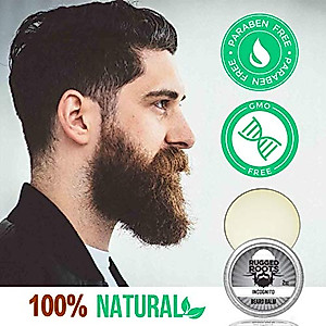 Beard Balm for Men by Rugged Roots - Hair Nourishing Beard Balm with Incognito(Unscented) for Healthy Beards - Encourage Strong Beard Growth and Strengthen Hair Unique Stocking Stuffer for Men