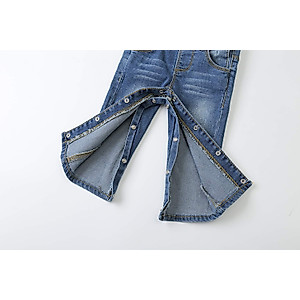 KIDSCOOL SPACE Baby Boy Girl Jean Overalls,Toddler Slim Cute Denim Dungaree,Blue,12-18 Months