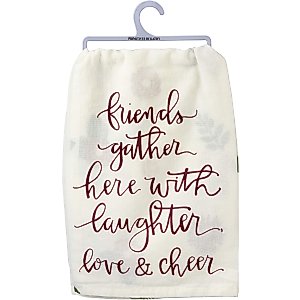 Primitives by Kathy Friends Gather with Laughter Love & Cheer Decorative Kitchen Towel