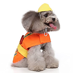 POPETPOP Dog Reflective Vest Construction Worker Pet Costume Christmas Outfits High Visibility Dogs Clothes for Large Medium Small Dogs Cats Costumes S
