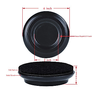 Upright Piano Caster Cups,Premium Quality Hardwood Piano Caster Pads Furniture Leg Pad Set of 4,with Non-Slip Moisture-Proof& Anti-Noise Felt Pads for Hardwood Floor Protectors ((Hardwood-Black)