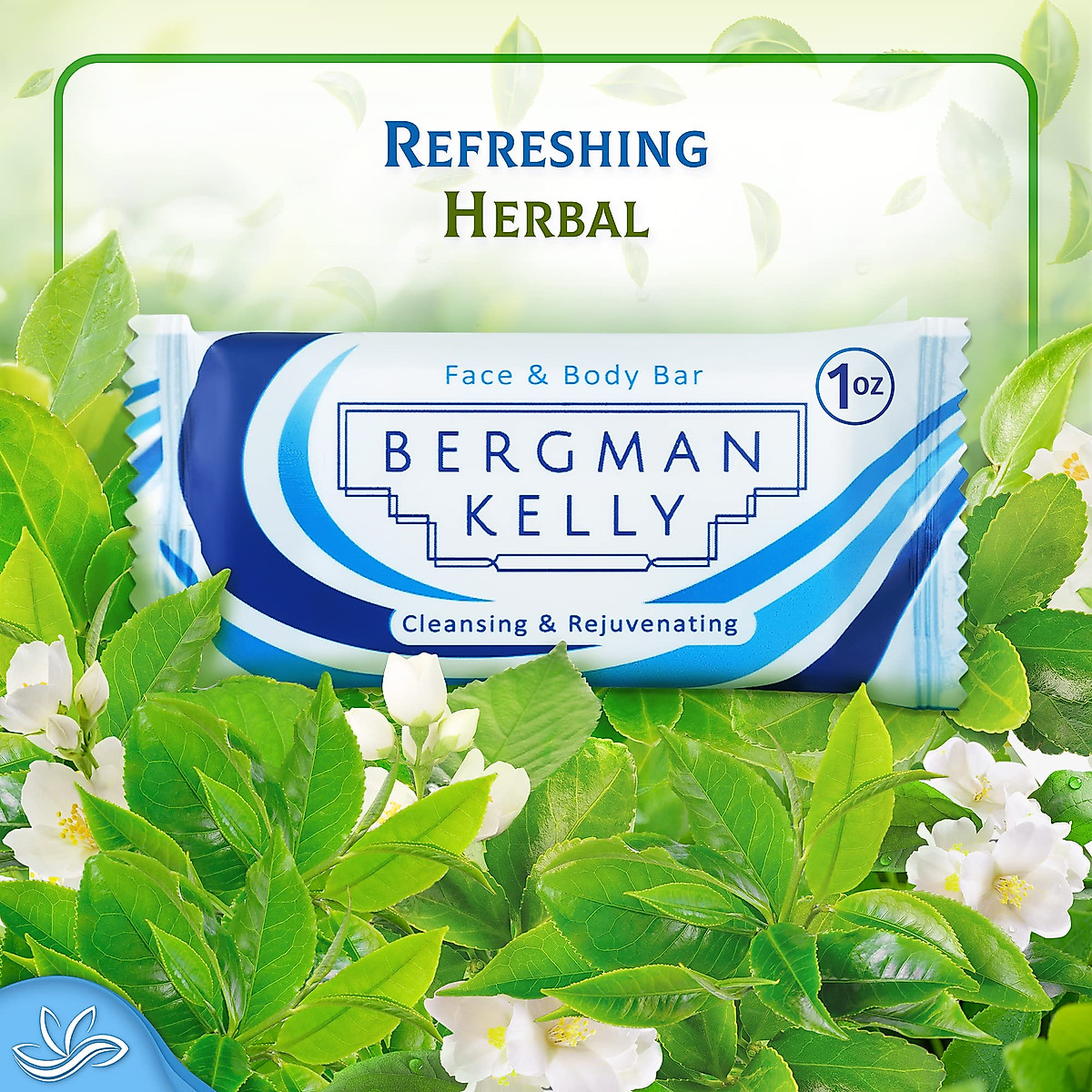 Bergman Kelly - Hotel Soap Bars - White Tea, 1 oz, 100 PK - Travel Size Luxury Bulk Amenities Bar Soap - Mini Individually Wrapped Rectangular Soap, Small Toiletries for Airbnb, Motel, Guest Bath