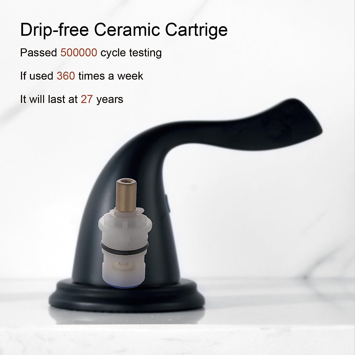 RKF Faucet- Replacement Lever Handles with Valve Faucet Accessory Faucet Parts Faucet Kit Black B07
