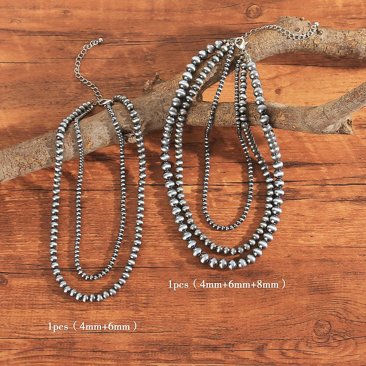 CHISOONBANNER Western Jewelry Navajo Pearl Necklace for Women Beaded Necklace Boho Vintage Choker(1pcs（4mm+6mm）)