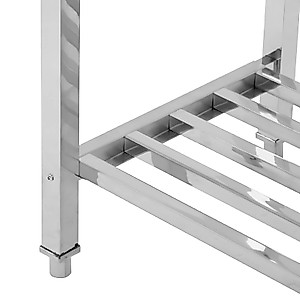 Stainless Steel Kitchen Work Table, 60 x 24 in Metal Commercial Food Prep Work Bench with Adjustable Shelf, Stainless Steel Folding Island Table for Kitchen, Restaurant, No Assembly