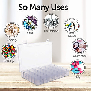 Outdoor 360 Plastic Organizer Box with Dividers 2 pack - 36 Compartment Organizer - Bead Organizer - Best for Bead Storage, Felt Board Letters, Fishing Tackle, Loom Bands (2)