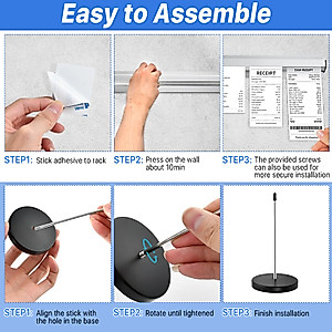 Elesunory 4 Pcs Ticket Holder for Restaurant, Receipt Holder for Restaurant, Keep Orders Organized, 16 in Sliver Aluminum Slide Check Rack and 5.5 in Receipt Spike for Kitchen Office Cafes Bar
