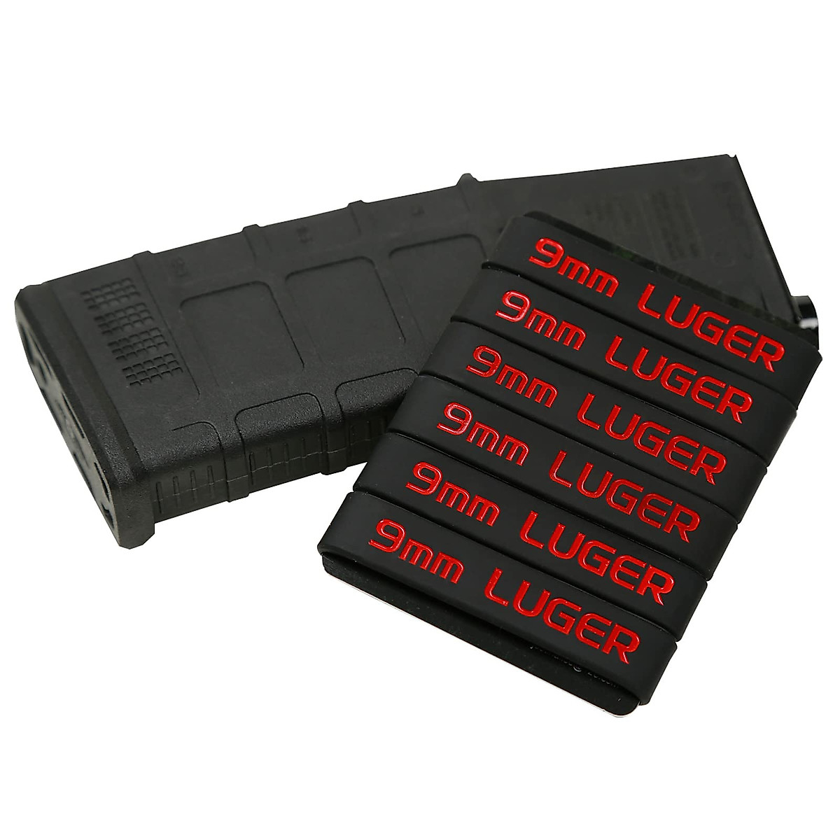 Aolamegs 9mm LUGER Magazine Marking Band 6 Pack (Black-Red)