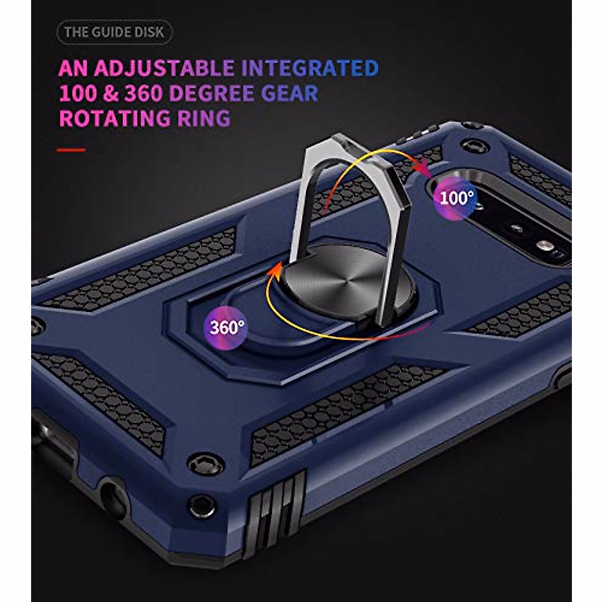 S10e Phone Case Military Grade Heavy Duty Armor Rugged Dual Layer Full Body Shockproof Screen Camera Protection Built-in Ring Kickstand Magnetic S10e 5.8" Phone Hard Back Cover for Men Women Blue