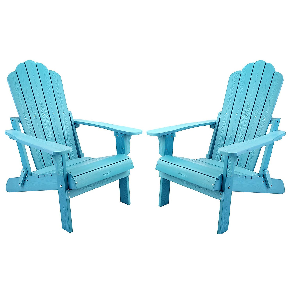 Folding Adirondack Chairs Set of 2, Outdoor Patio Weather Resistant Chair, Imitation Wood Stripes, Easy to Fold Move & Maintain, Plastic Chair for Backyard Deck, Garden & Lawn Porch - Lake Blue