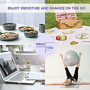 Vaeqozva Portable Blender, Personal Size Mini Blender, 17 Oz USB Rechargeable Jucier Cup, Shakes and Smoothies with Ice Tray for Home, Travel, Sport, Office