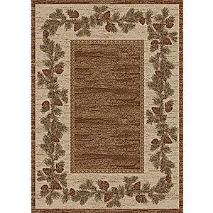 Rug Empire Rustic Lodge, Pine Cone Open Field Area Rug, 26" W x 39" L, Multi 6708